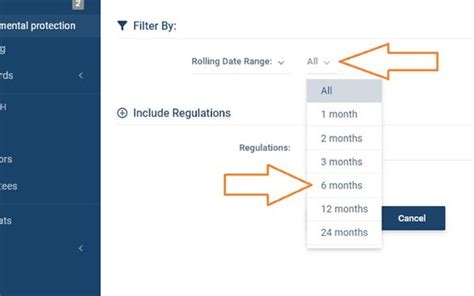 date range options on regulation sheets
