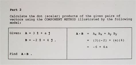 Solved Part 2 Calculate The Dot Scalar Products Of The Chegg Com