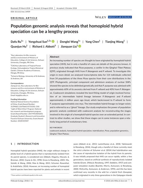 Pdf Population Genomic Analysis Reveals That Homoploid Hybrid