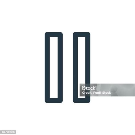 흰색 배경에서 격리된 단추 벡터 아이콘을 일시 중지합니다 웹 사이트 디자인 및 모바일 앱 개발을 위한 개요 씬 줄 일시 정지 버튼 아이콘 얇은 선 일시 정지 버튼 윤곽선