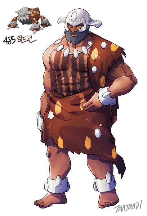 Tamtamdi Heatran Nintendo Pokemon Highres Translated 1boy Abs