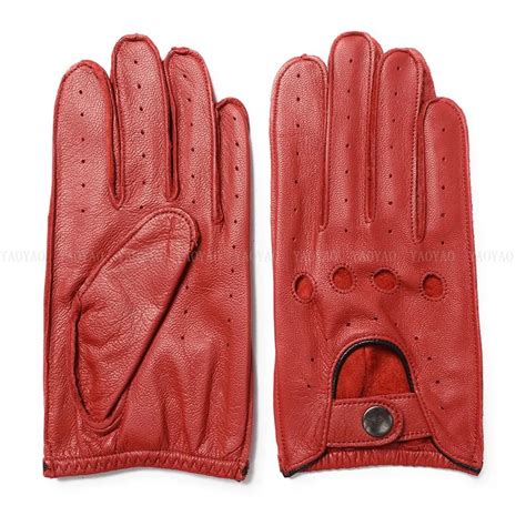 남성용 가죽 장갑 안감 없는 순수 염소 가죽 부드러운 드라이빙 벙어리 장갑 레드 블랙 2 가지 색상 시크한 엘디븐 최고 품질남성용 장갑 Aliexpress