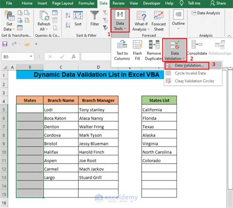 how to make a dynamic data validation list using vba in excel