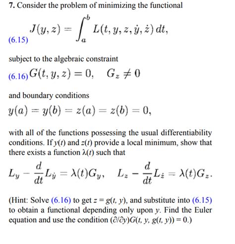 7 Consider The Problem Of Minimizing The Functional