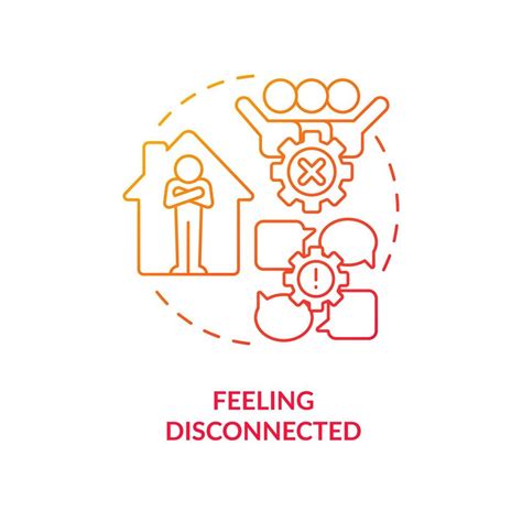 Feeling disconnected red gradient concept icon. Lack of team interaction. Remote work drawback ...