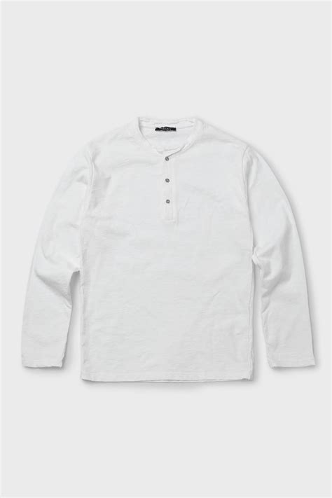 Made In Italy 슬라브 코튼 헨리넥 긴소매 티셔츠 F Atee56panicale