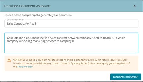 Ai Document Generation Using Docubee Document Assistant Docubee