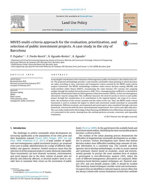 Mives Multi Criteria Approach For The Evaluation Prioritization And