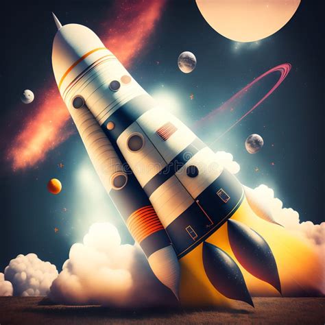 Space Rocket Generative Ai Illustration Stock Illustration Illustration Of Digital Future