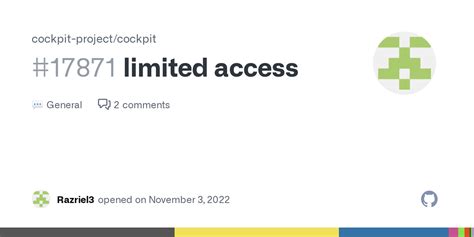 limited access · cockpit project cockpit · discussion 17871 · github