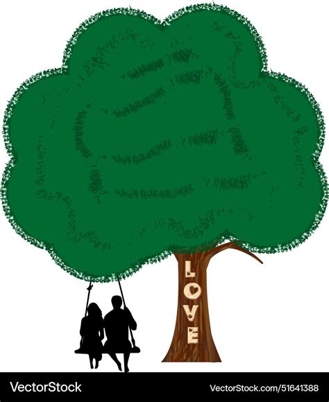 Silhouette Of A Couple Swinging On Tree Royalty Free Vector