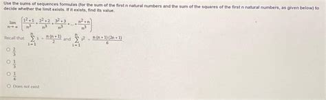 Solved Use The Sums Of Sequences Formulas For The Sum Of Chegg