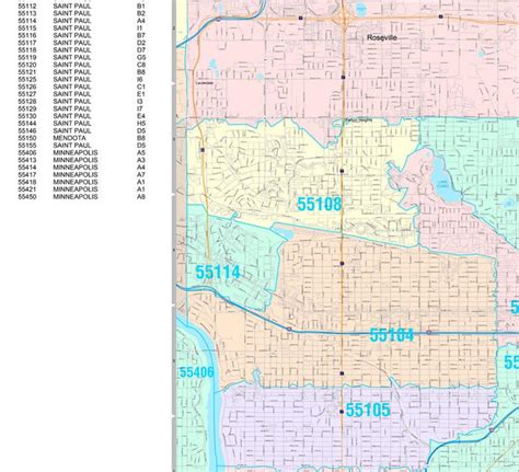 Colorcast Zip Code Style Wall Map Of St Paul Mn By Market Maps