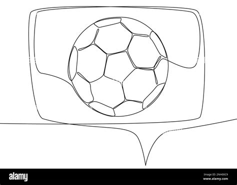 One Continuous Line Of Speech Bubble With Football Ball Thin Line Illustration Vector Concept