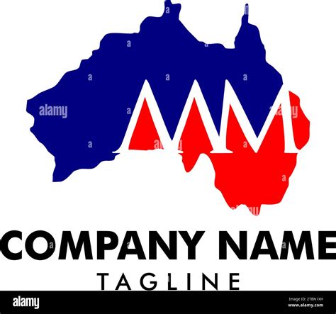 Initial Letter Aam With Australia Map Logo Design Concept Stock Vector