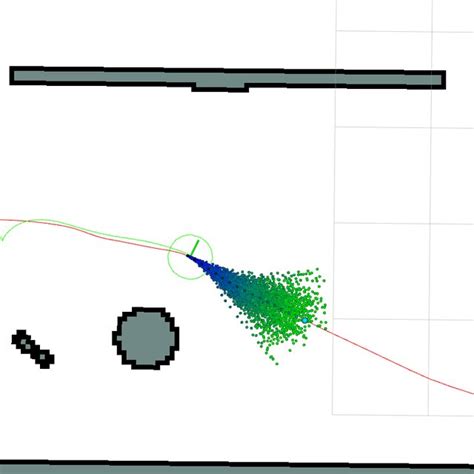 example mppi controller in action red is the original global path