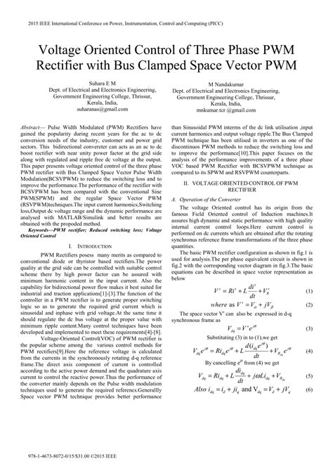 Pdf Voltage Oriented Control Of Three Phase Pwm Rectifier With Bus