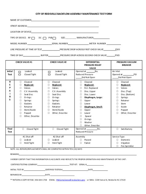 Fillable Online Backflow Prevention Assembly Form No Online Copy Test Fax Email Print