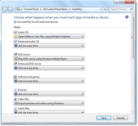 Save Time By Customizing Windows 7 Autoplay Actions