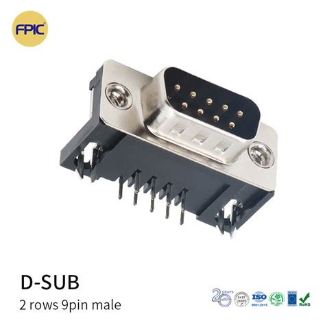 Factory Custom Double Row 9 Pin Male D Sub Connector Male D Sub
