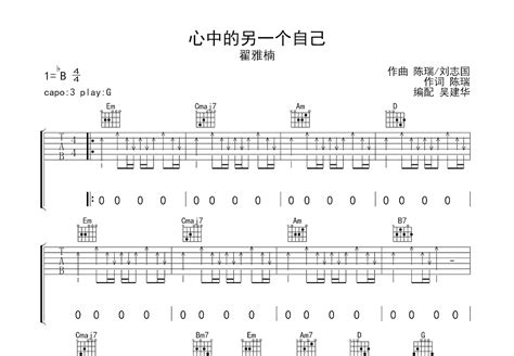 心中的另一个自己吉他谱 翟雅楠 G调弹唱 77 还原 吉他世界
