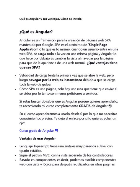 qué es angular y sus ventajas pdf marco de software html