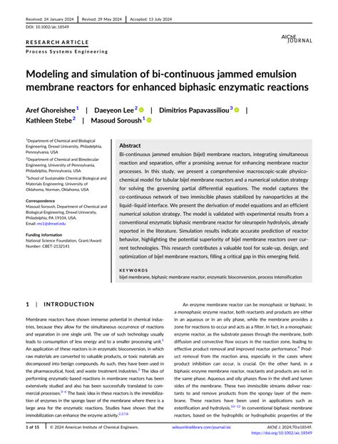 Modeling And Simulation Of Bi‐continuous Jammed Emulsion Membrane Reactors For Enhanced Biphasic