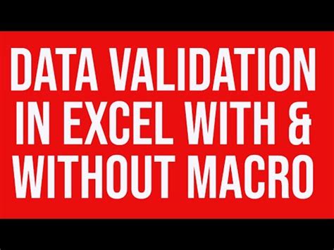 Data Validation In Excel With Without A Macro YouTube