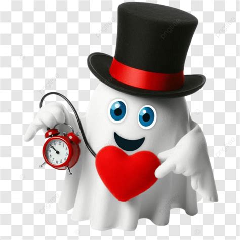 재미있는 유령은 만화 심장이 있는 검은 모자를 쓴다 재미있는 유령은 만화 마음으로 검은 모자를 쓴다 재미있는 유령 귀신 Png 일러스트 및 이미지 에 대한 무료