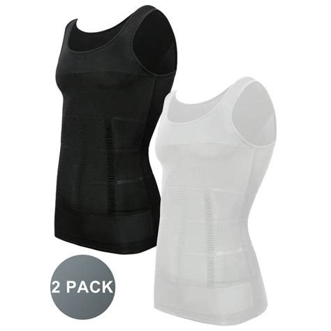 Qric Mens 2 Pack Slimming Body Shaper Vest Chest Compression And Abs