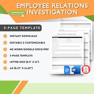 Employee Relations Report Template Etsy