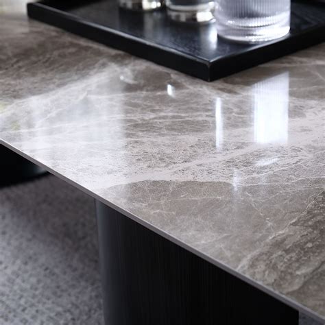 Modern Rectangular Stone Top Coffee Table And Side Table Set Of 2