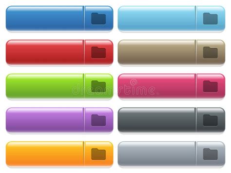 folder icons on color glossy rectangular menu button stock vector