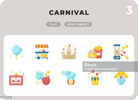 Ui카니발 플랫 아이콘 팩 웹 디자인 및 웹 사이트 응용 프로그램에 대한 픽셀 완벽한 얇은 라인 벡터 아이콘 세트 Carnival에 대한 스톡 벡터 아트 및 기타 이미지