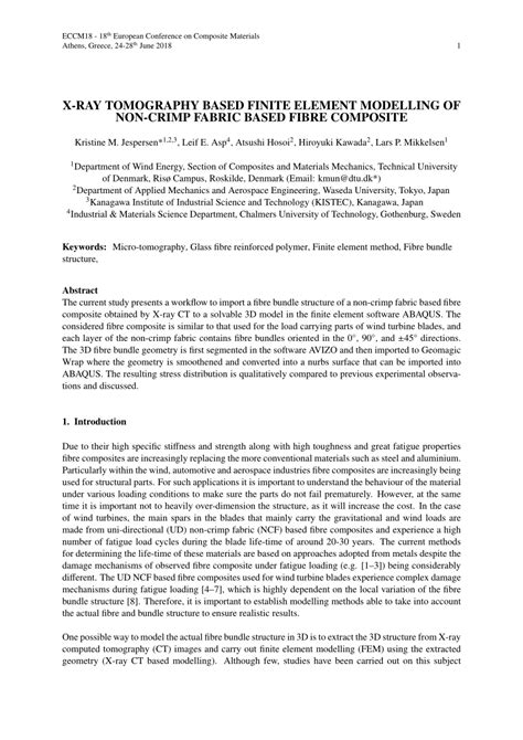Pdf X Ray Tomography Based Finite Element Modelling Of Non Crimp Fabric Based Fibre Composite