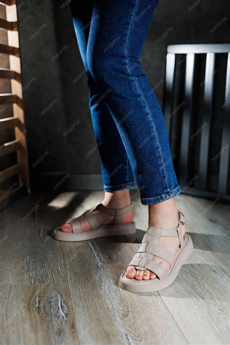 Premium Photo Collection Of Womens Leather Summer Sandals Slender