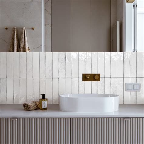 Top Ceramics Metro White And Grey Gloss Flat Bumpy Ceramic Wall Tile 65 X 250mm 0 82sqm Homebase