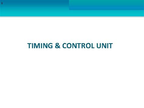1 Timing Control Unit 2 Control Unit Cpu