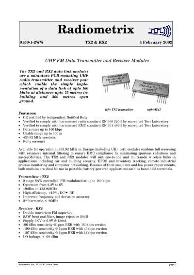 TX RX Data Sheet Idvision Net