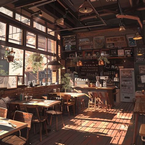 Арт аниме эстетичная кофейня Anime Café Coffee Shop Anime Coffee