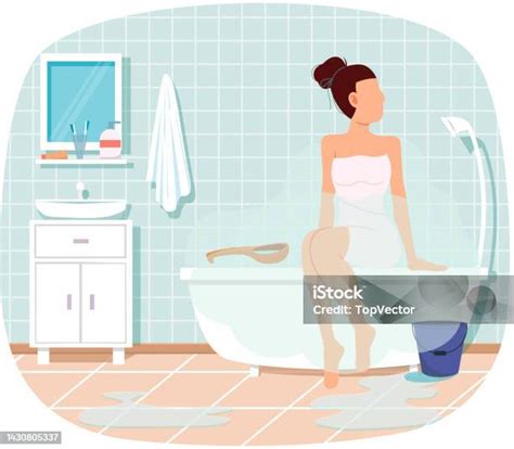 뜨거운 증기로 가정 사우나에서 휴식을 취하는 여성 캐릭터 소녀는 목욕 후 수건으로 싸서 앉습니다 증기에 대한 스톡 벡터 아트 및 기타 이미지 Istock