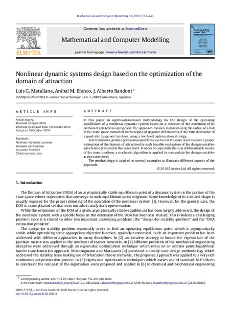 Pdf Nonlinear Dynamic Systems Design Based On The Optimization Of The