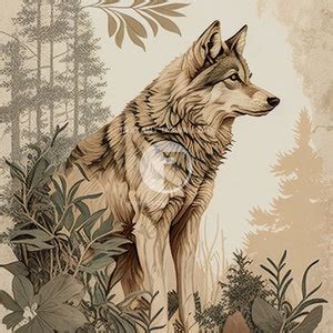Wolf Boho Cottagecore Prints Forest Room Decor Nature Aesthetic