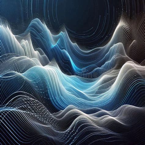 An Abstract Digital Wave Pattern In Shades Of Blue And White Evoking