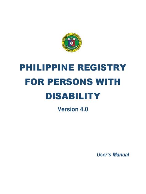 philippine registry for persons with disability u ser s manual pdf