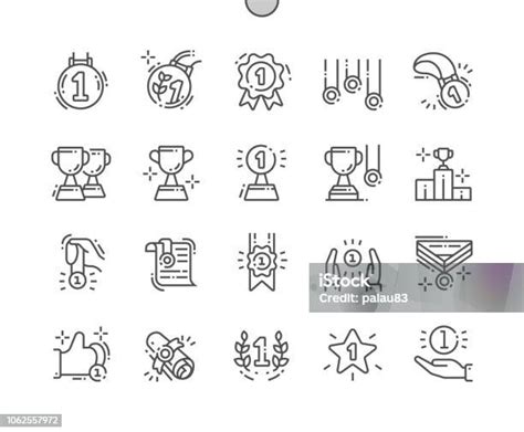 상과 트로피 잘 만들어진 픽셀 완벽 한 벡터 선 아이콘 30 2 그리드 웹 그래픽 및 애플 리 케이 션에 대 한 X 간단한 최소한의 그림 3위에 대한 스톡 벡터 아트 및