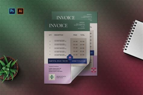 Pastelsquare Invoice Template Graphic By Streakside · Creative Fabrica