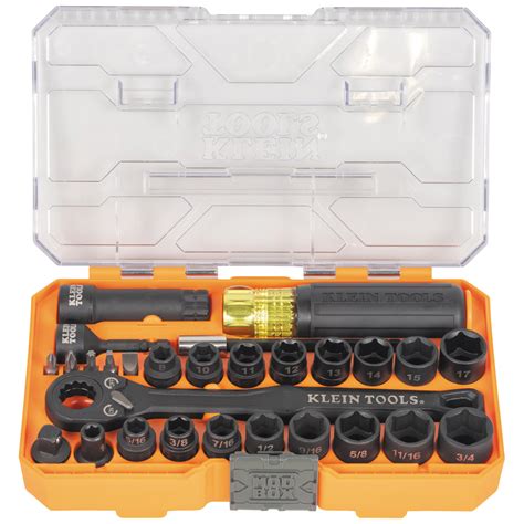 Knect™ Essential Pass Through Impact Socket Set Sae Metric 28 Piece 65400knect Klein Tools