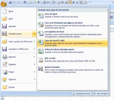 excel para professores e não só gravar um documento excel 2007 em