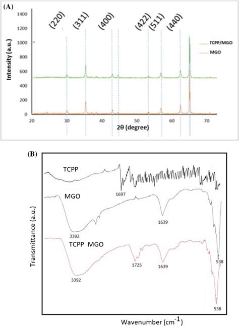 A Xrd Spectra Of Mgo And Tcppmgo Refraction Planes Are Depicted Above